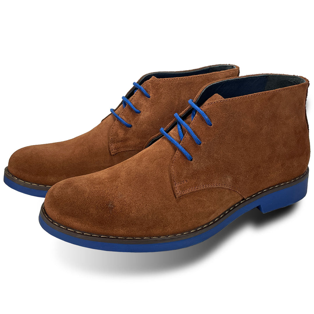 Desert Boots Men's Tan Suede Blue Soles