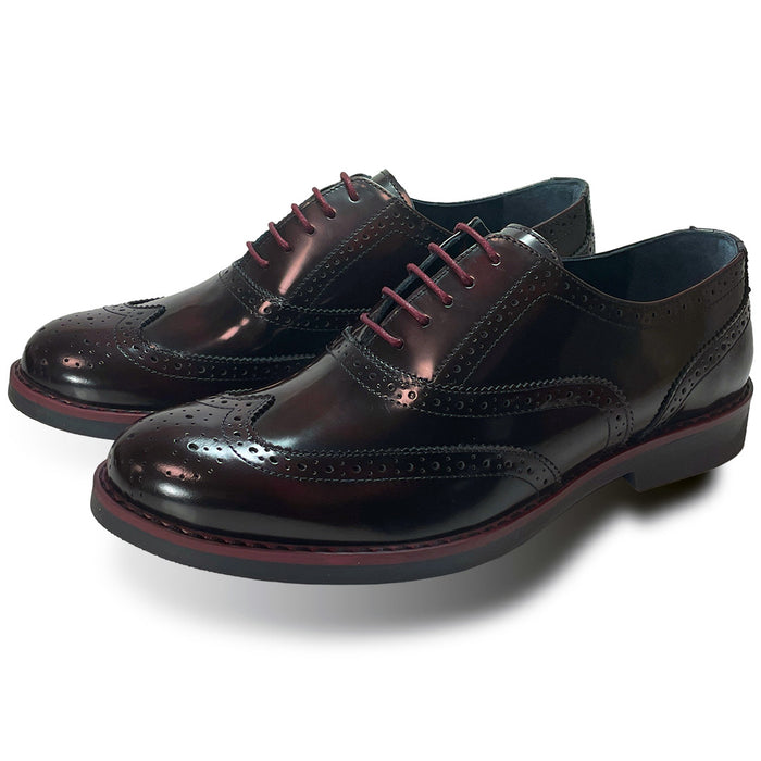 Men's Burgundy Brogues High Shine Leather Shoes