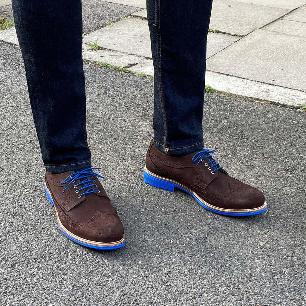 Brown Brogues Men's Leather Shoes Blue Soles – Coogan London