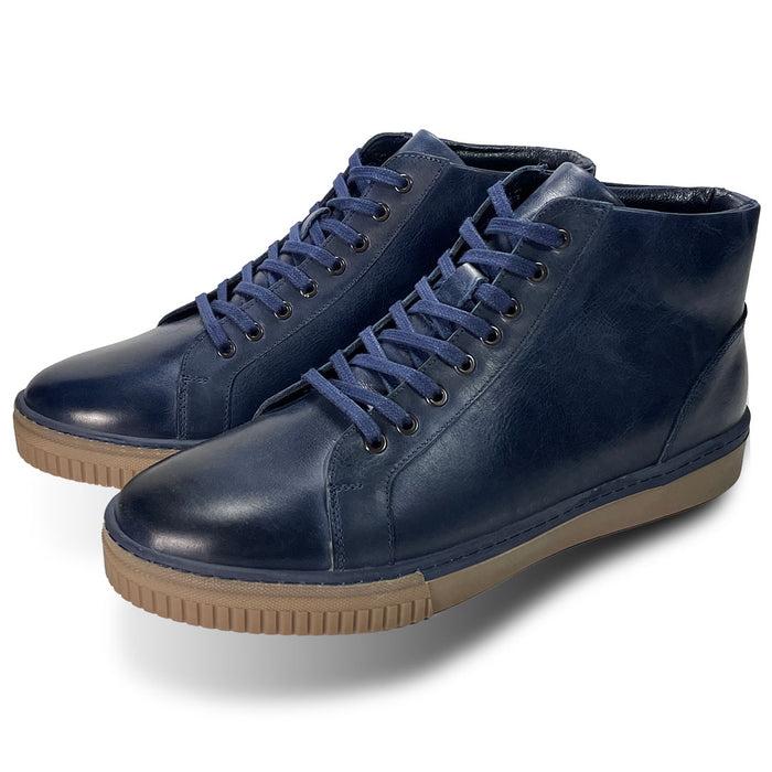 High Top Leather Trainers Men's Blue Shoes