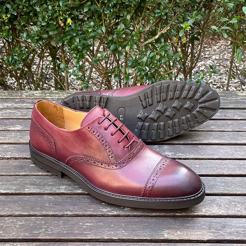 Burgundy Brogues Men's Leather Shoes