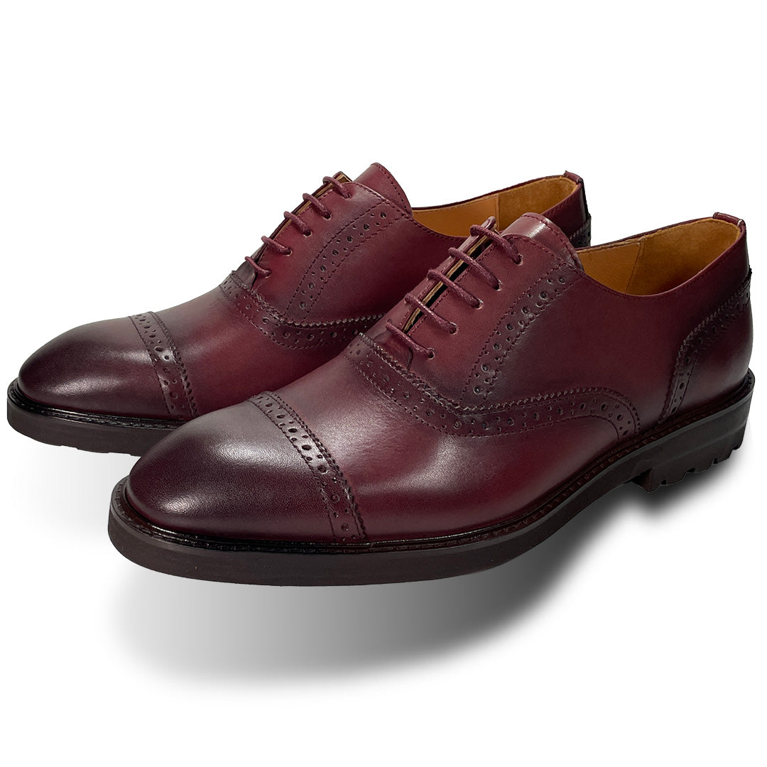 Burgundy Brogues Men's Leather Shoes