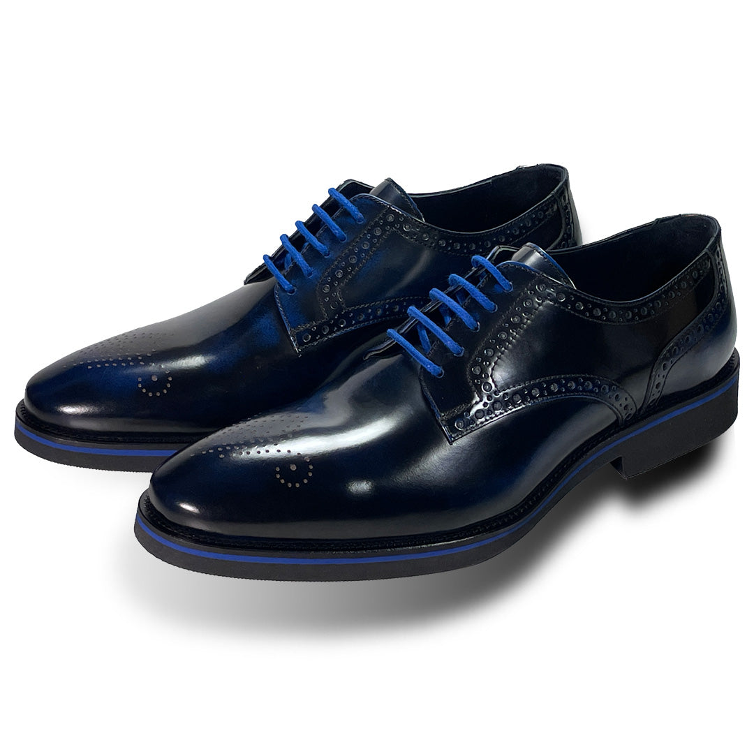 Blue Brogues Men's High Shine Leather Shoes