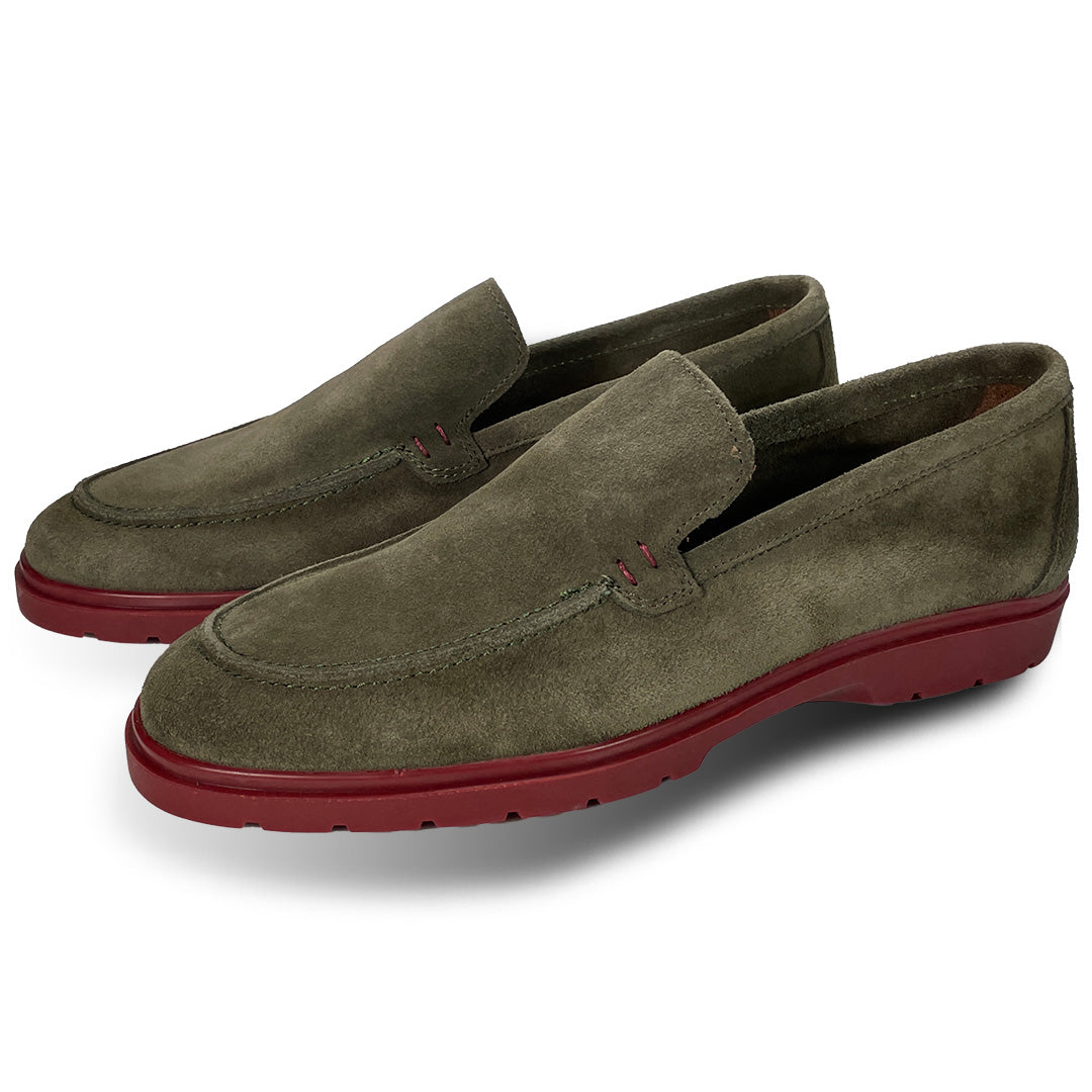 Men's Khaki Suede Loafers Red Soles