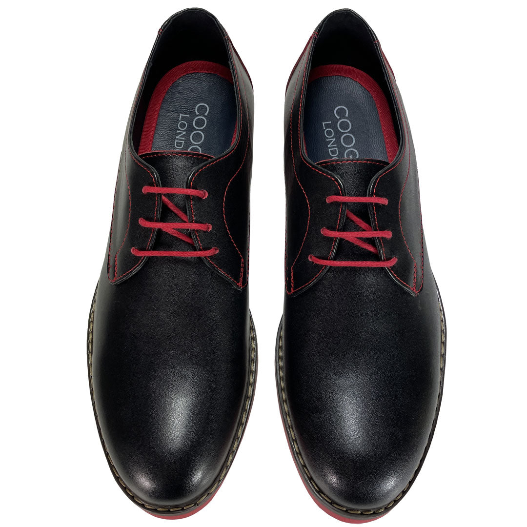 Men's Black Leather Derby Shoes Red Soles – Coogan London